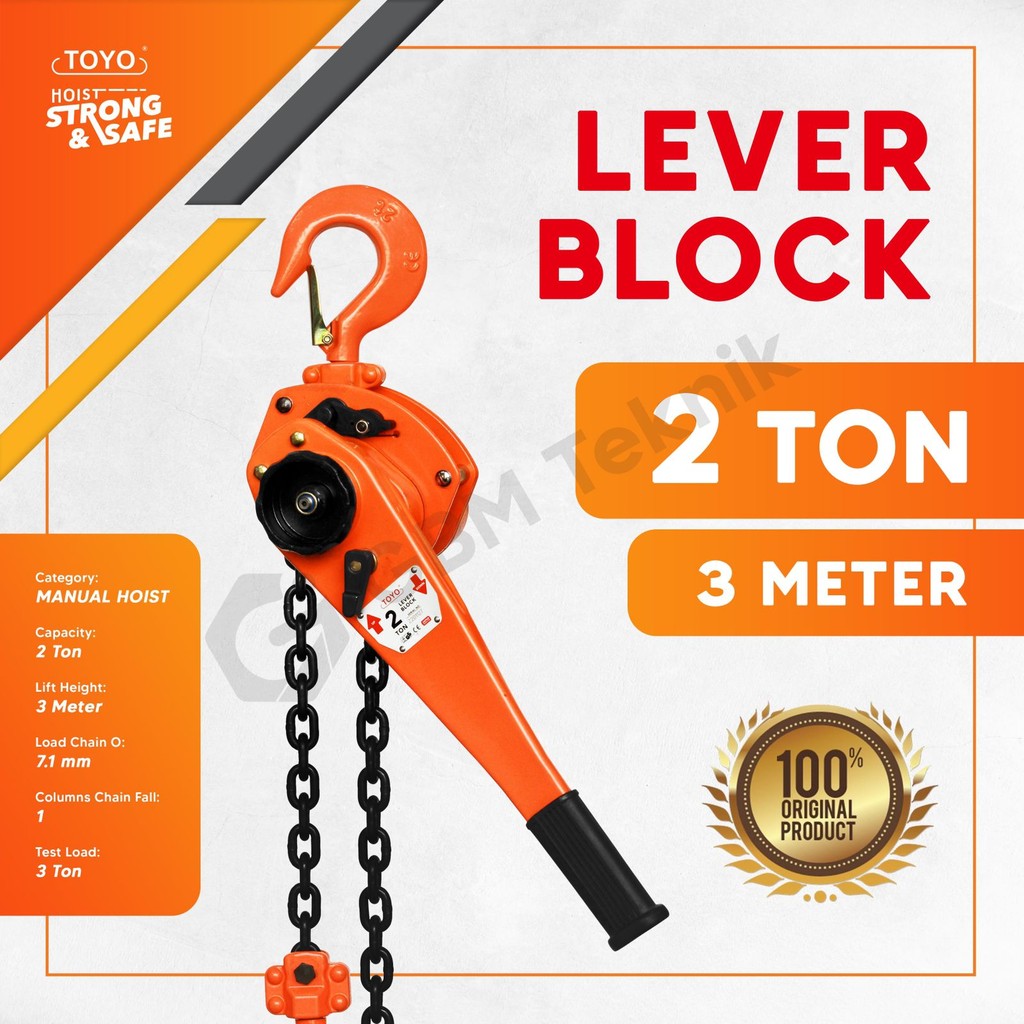 Jual TOYO LEVER BLOCK 2 TON / LEVER HOIST (2 T X 3 METER, 2 T X 5 METER ...