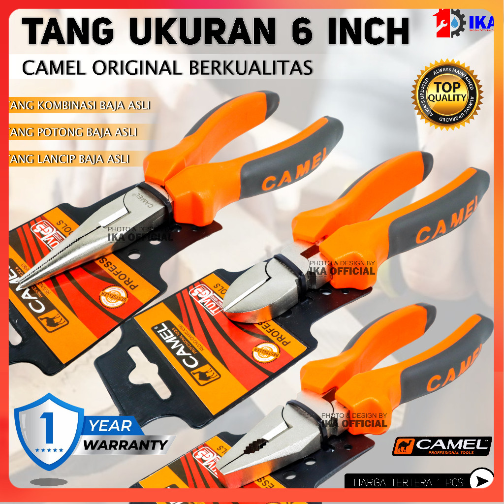 Jual Termurah Tang Camel Fiber karet Kombinasi,Potong,Lancip 6" Hq Berkualitas Tang Kombinasi ...