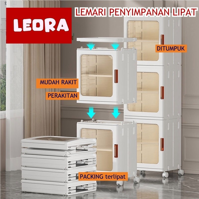 Jual AK23WD LEORA Lemari Lipat Plastik Lemari Pakaian Lemari Susun Kolong Lemari Serbaguna Rak ...