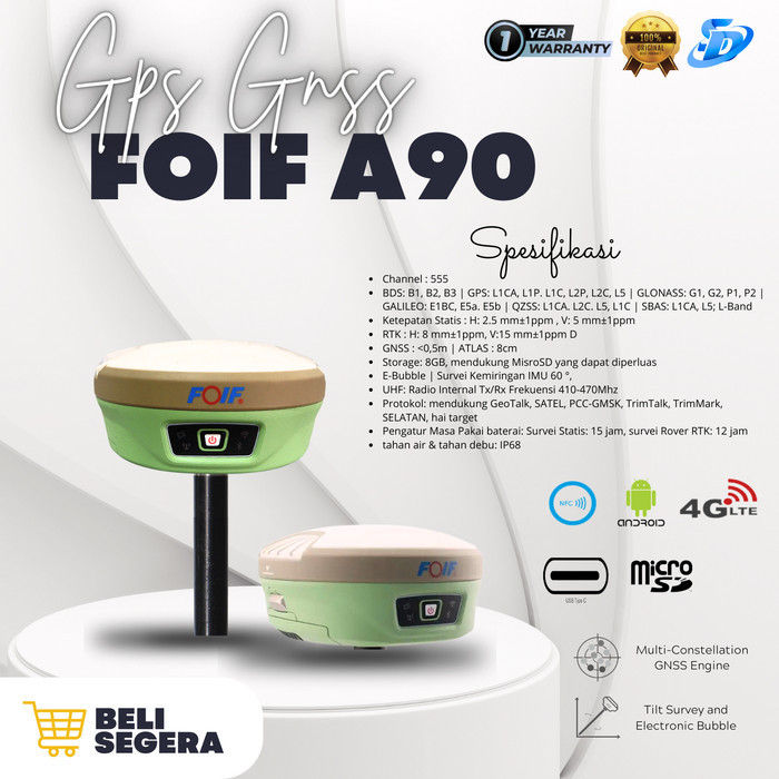 Jual GPS RTK GNSS Foif A90 GPS Geodetik Original (Bergaransi 1 Tahun ...