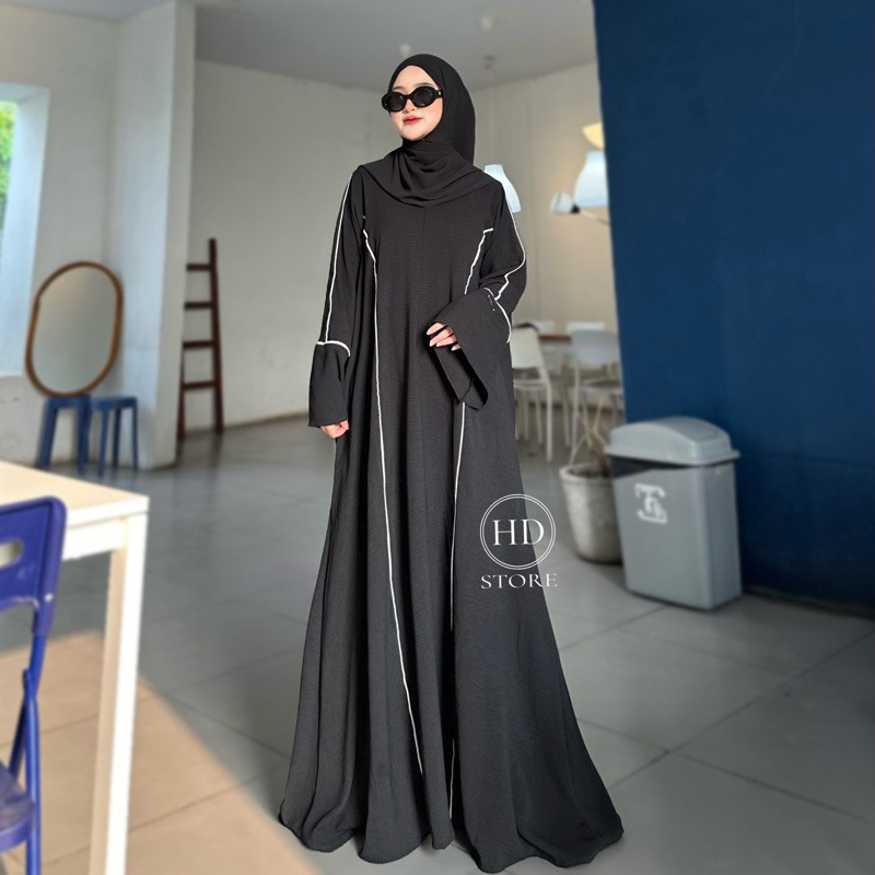 Jual [NEW] Gamis Abaya Mecca Dress Wanita Muslim Premium Abaya Umroh List ban Hitam Gamis Mewah ...