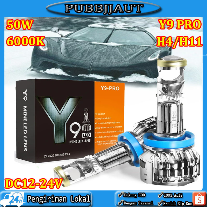 Jual Sepasang 2PCS Y9 Pro Mini Projector H4 Lampu Led Mobil H11 aes 50 ...
