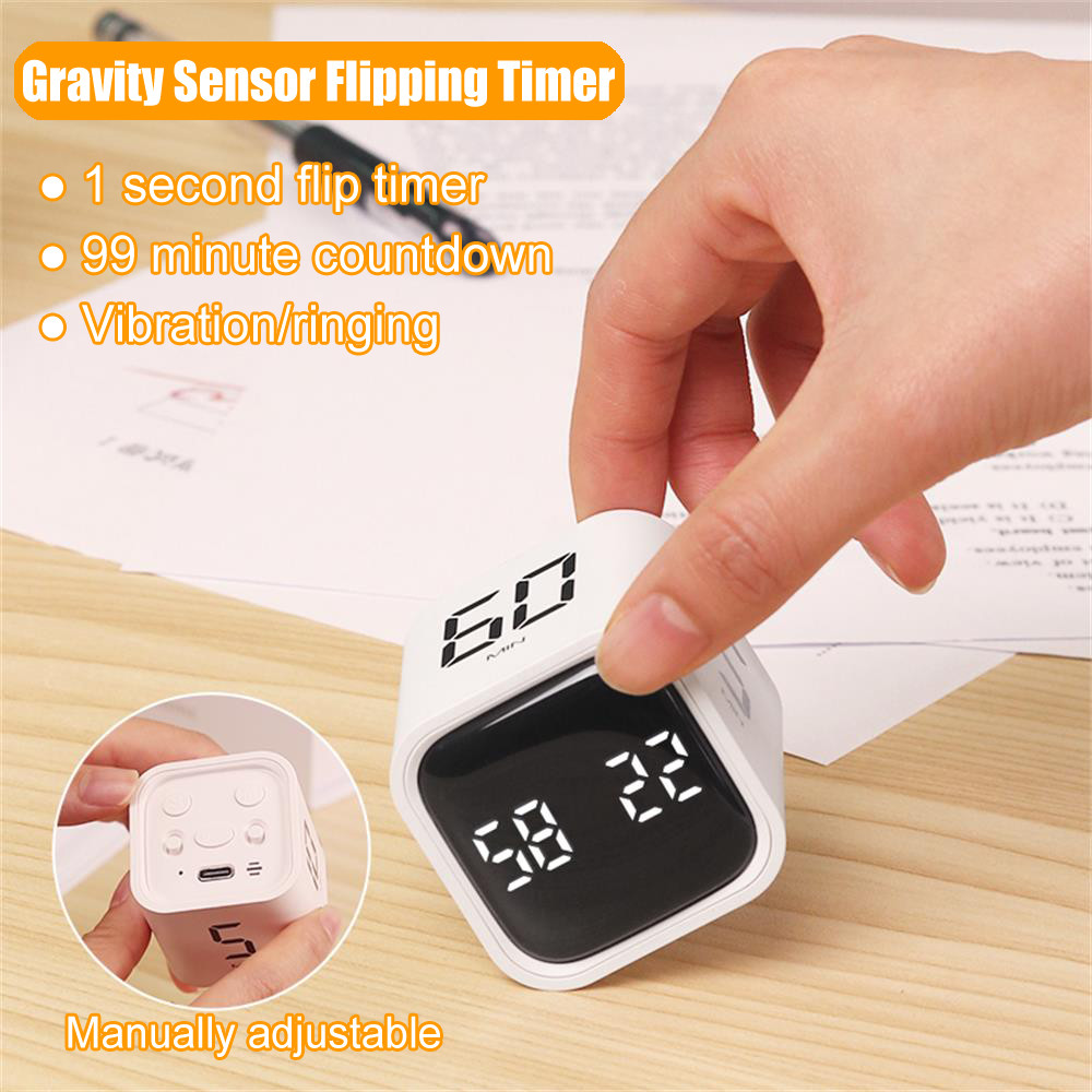Jual Mini Productivity Cube Timer Gravity Sensor Flipping LED Display 4 Preset Time Dual Modes ...