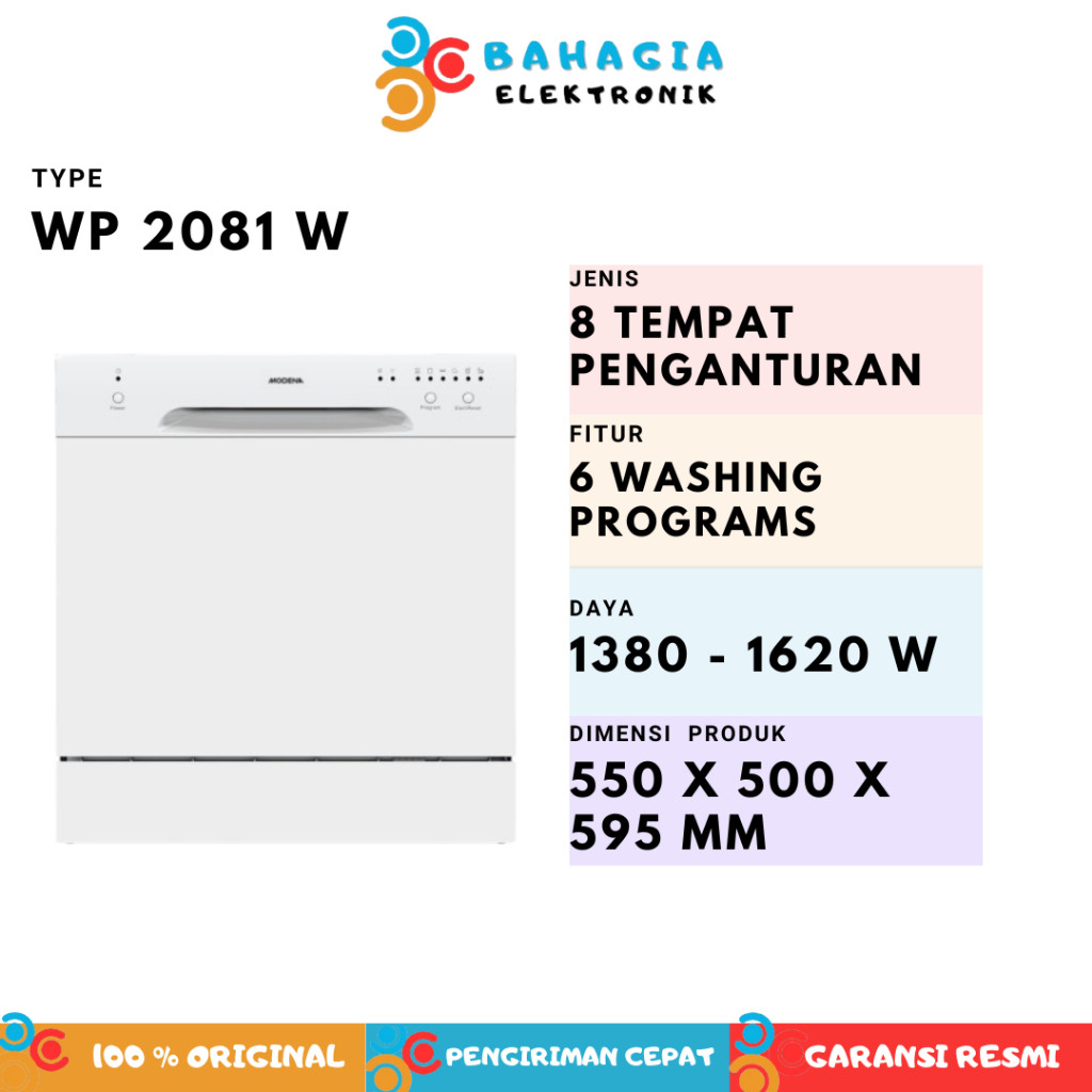Jual Modena WP 2081 W - mesin pencuci piring atau dishwasher | Shopee ...