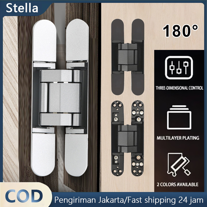 Jual Invisible Hidden Hinges / Hitam Perak Engsel Pintu Adjustable ...