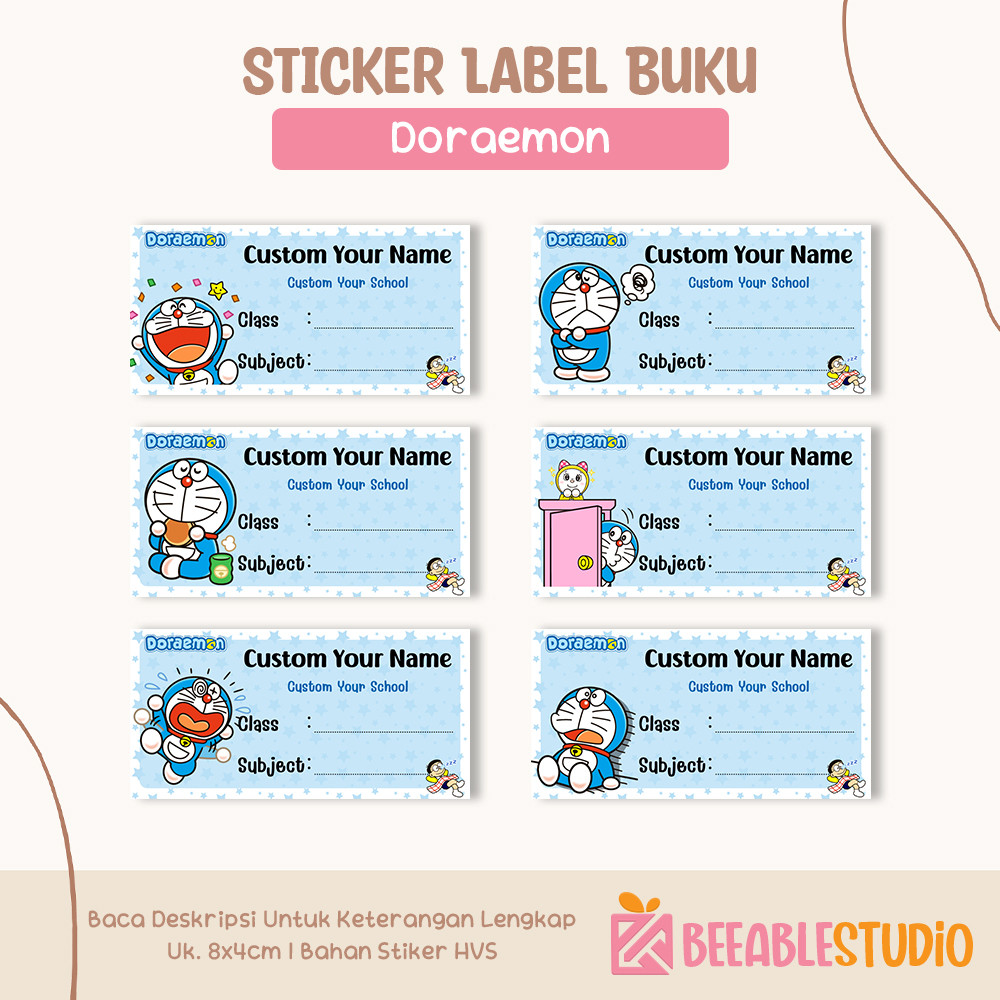 Jual [40pcs] Sticker Buku Doraemon Stiker Label Nama Buku Tulis ...