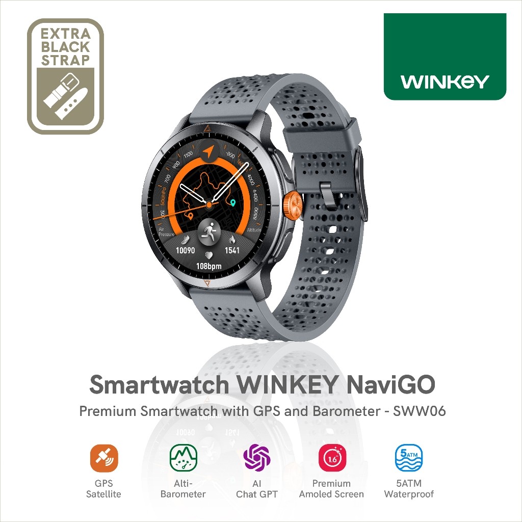 Jual WINKEY Smartwatch NaviGO GPS AMOLED Screen BT Call 5ATM Waterproof ...