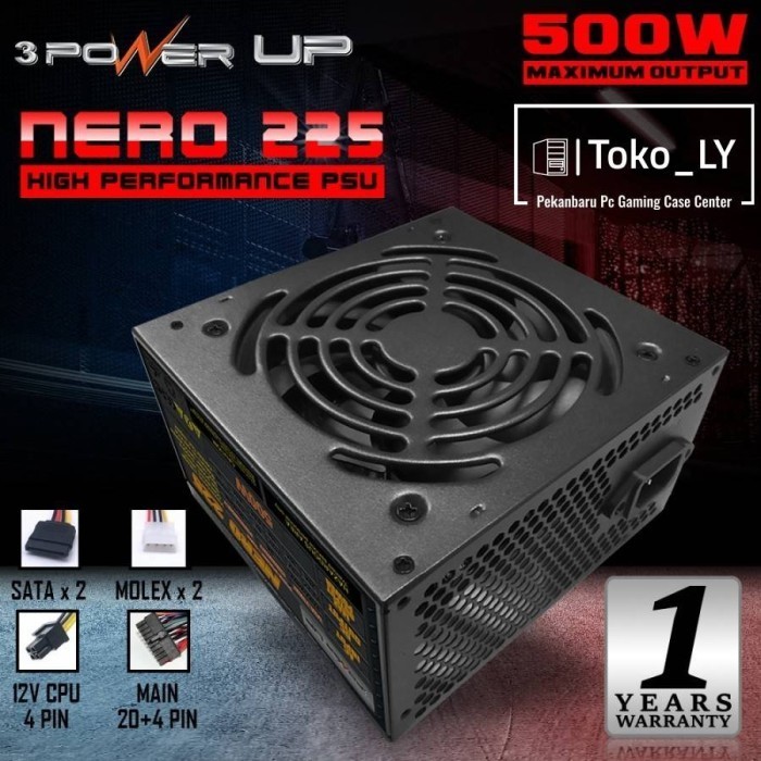 Jual Power Supply PC Power Up NERRO 500 WATT | PSU 600 Watt | Shopee Indonesia