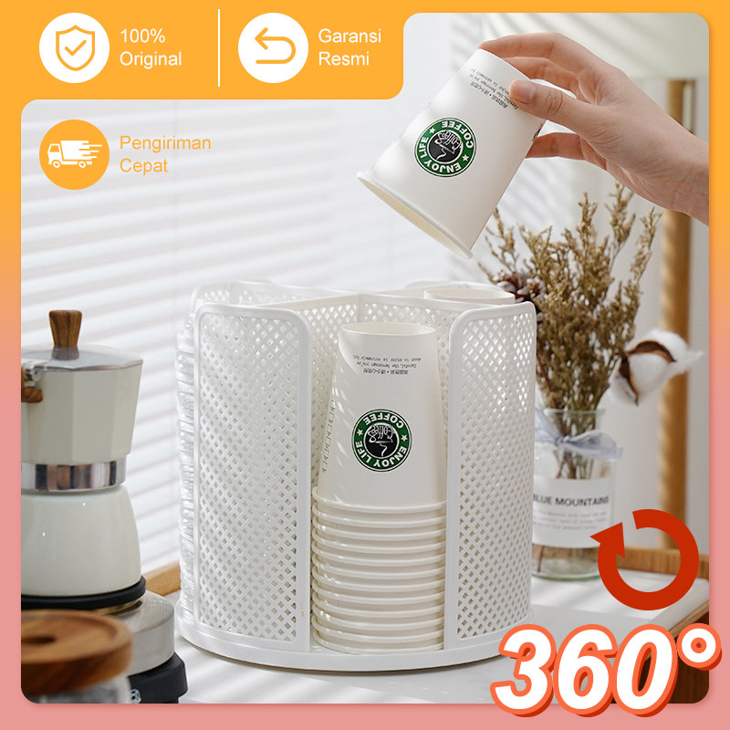 Jual Rak Paper Cup/Rotasi Gratis 360 Derajat/Organizer Paper Cangkir ...