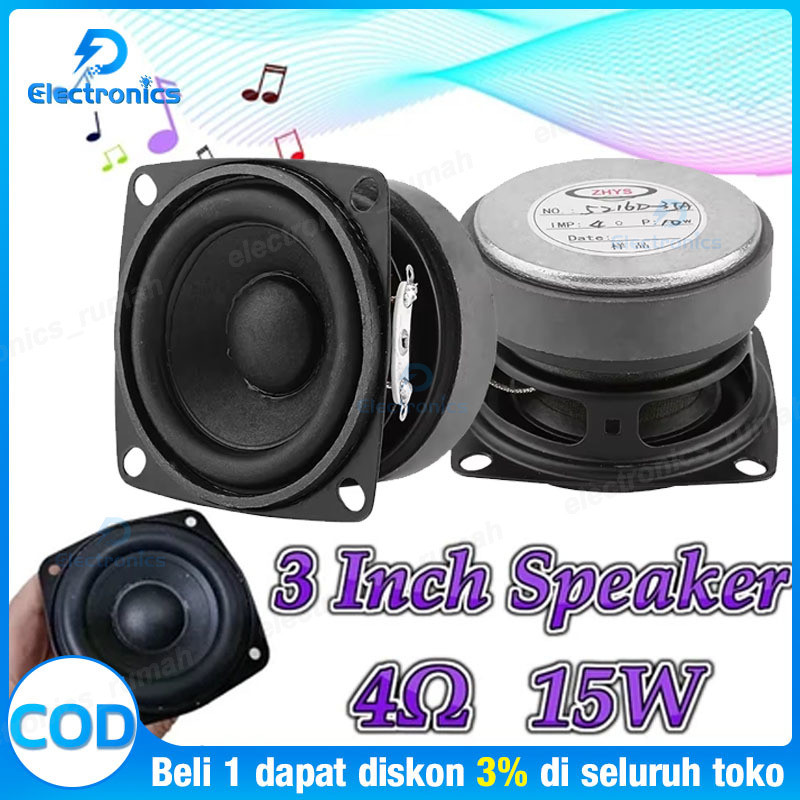 Jual 3 Inch 4Ω 15W HIFI Full Range Speaker Mini Woofer Speakers DIY ...