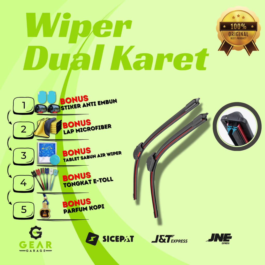 Jual Wiper Dual Karet Double Karet Frameless Universal Model Karet Ganda Dual Blade Dobel Karet ...