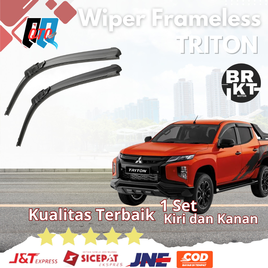Jual Wiper Mobil Mitsubishi Triton Frameless 1 Set Kiri dan Kanan Tanpa ...