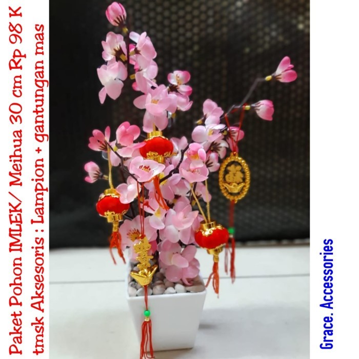 Jual Pohon imlek meihoa angpao sakura 30 cm paket hiasan | Shopee Indonesia