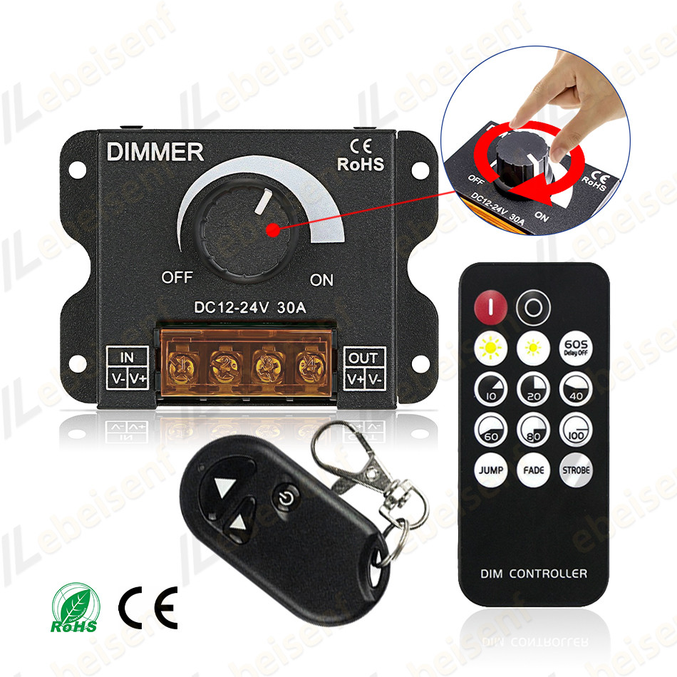 Jual LED Knob Dimmer DC 12V 24V 30A High Power Adjustable Potentiometer ...