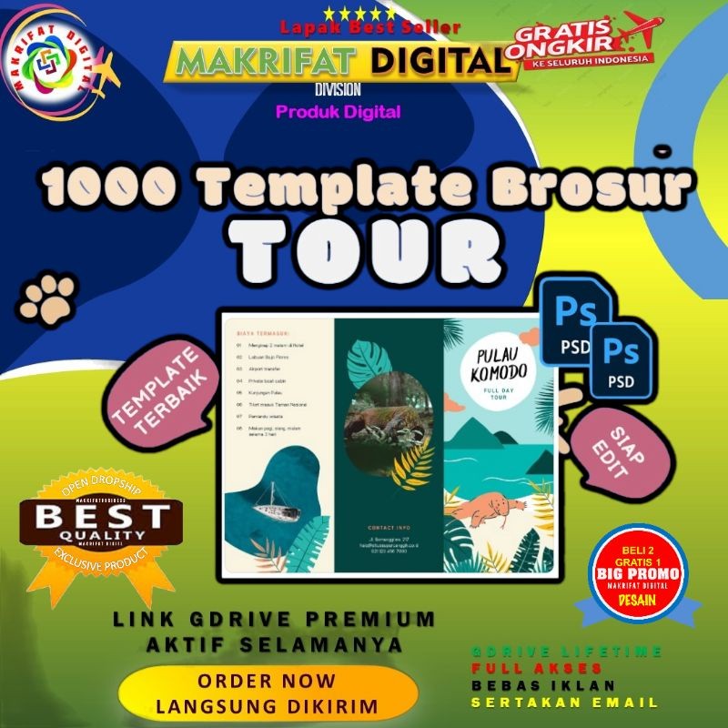 Jual 1000 TEMPLATE PSD BROSUR TOUR LIBURAN TRAVEL KEKINIAN DESAIN ...