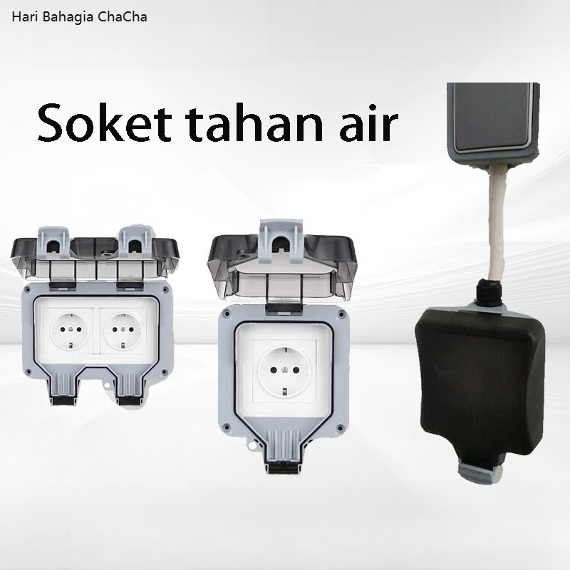 Jual Stop Kontak Outdoor Waterproof IP66 EU Colokan Power Socket Box ...