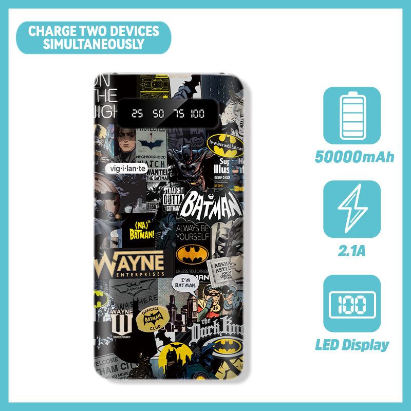 Jual PowerBank50000mAh Batman Collage Mini Fast Charging LED Senter ...