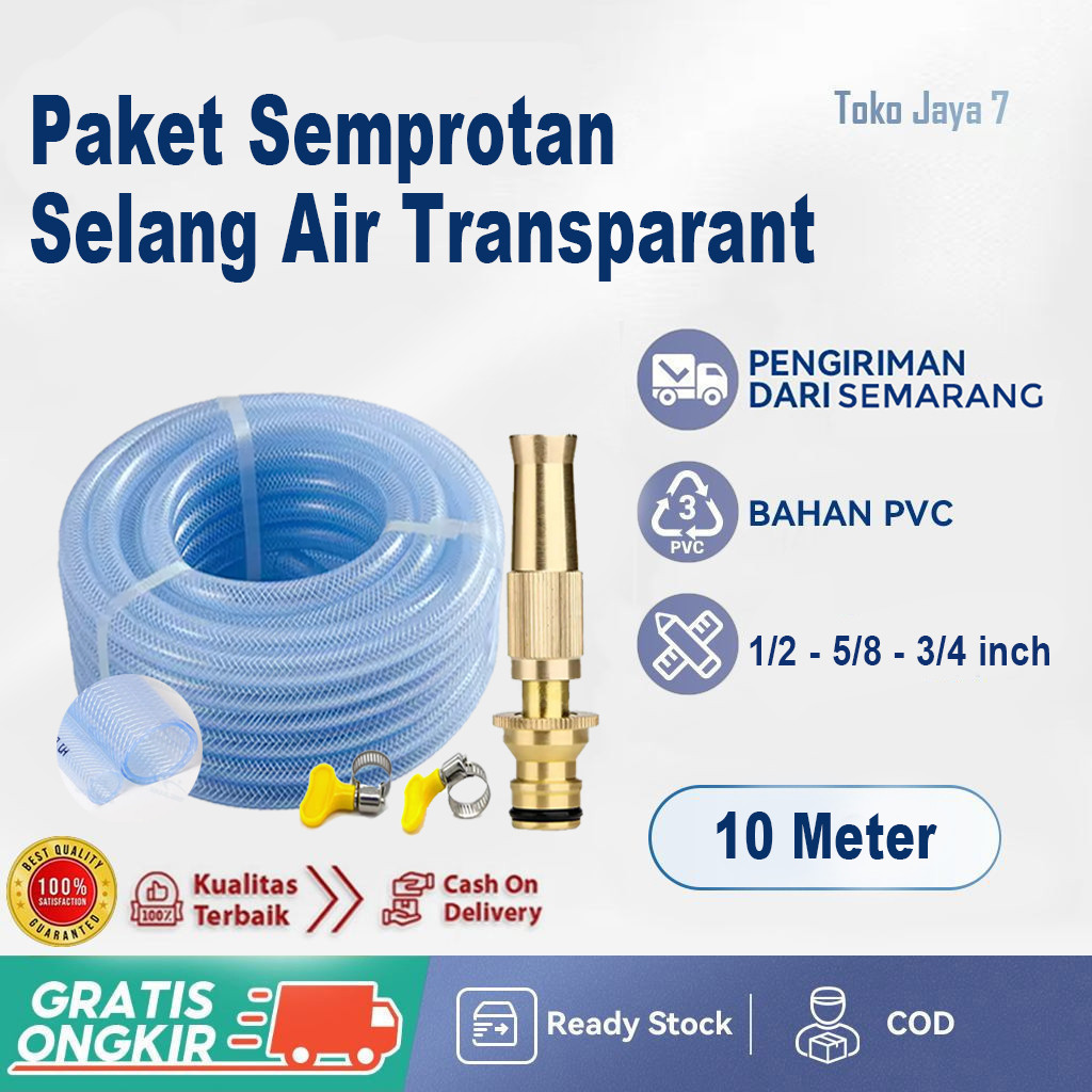Jual SATU SET SEMPROTAN SELANG AIR 10 METER 1 ROL 1/2 5/8 3/4 INCH ...