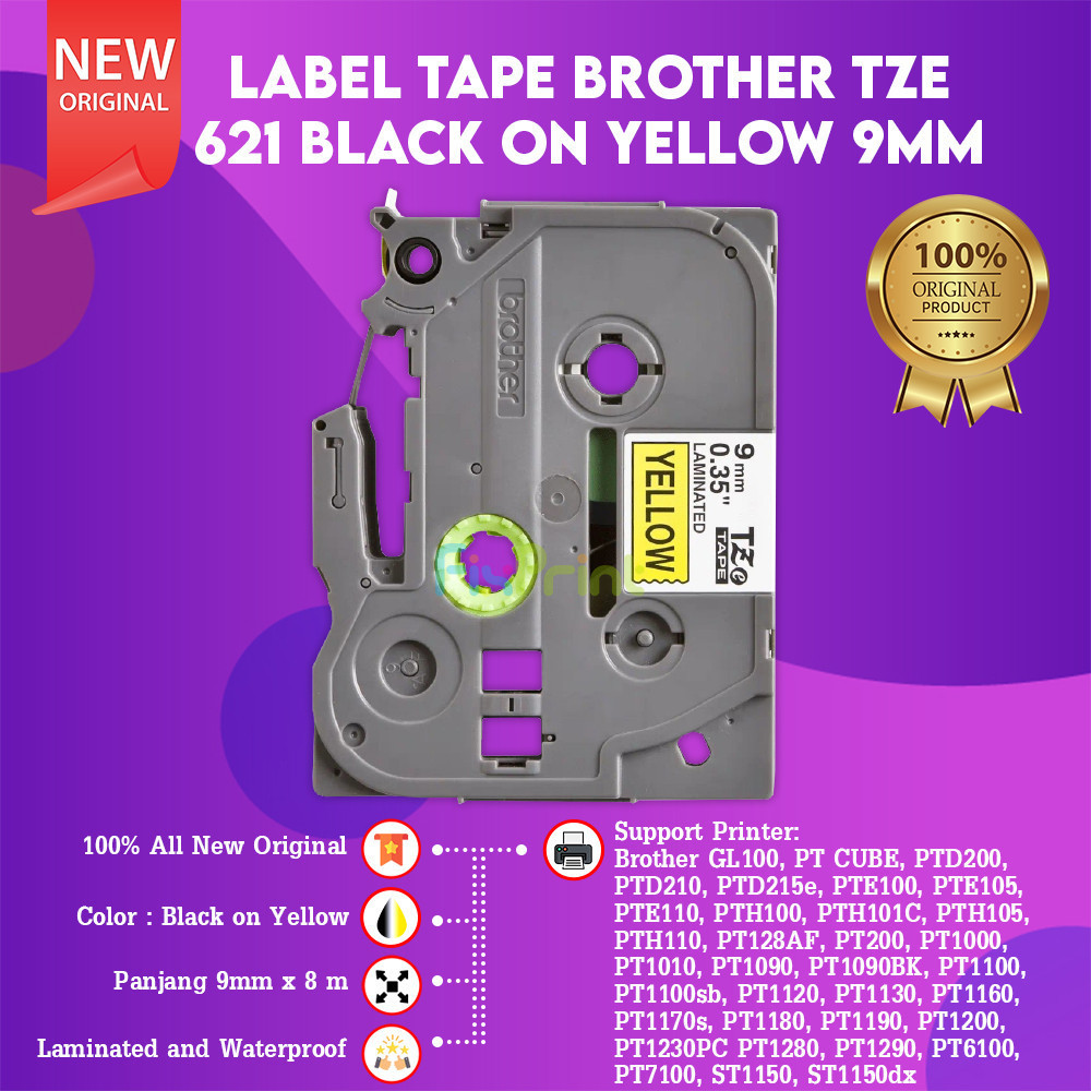 Jual FixPrint Label Tape Brother TZE-621 TZE 621 Original 9mm ...