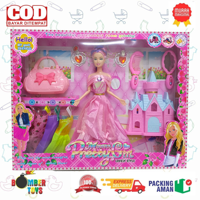 Jual MAINAN ANAK BONEKA BERBIEE Istana Castle Tas BERBIE BARBI SNI Pretty | Shopee Indonesia