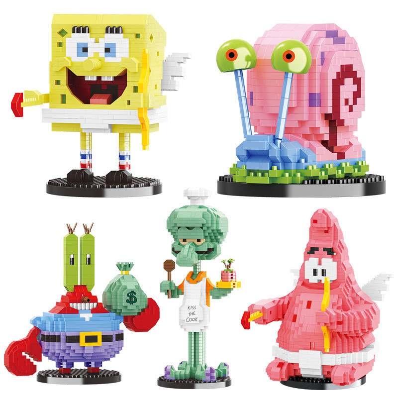 Jual SpongeBob SquarePants Cartoon Building Blocks Anime Figure Patrick ...