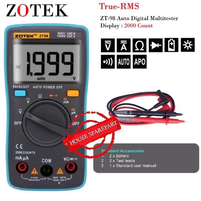 Jual MH23EW AVOMETER DIGITAL ZOTEK ZT98 / MULTITESTER DIGITAL ...