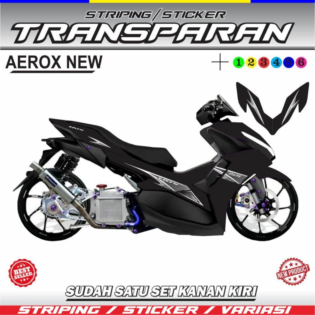 Jual MOTIF striping bening transparan uv custom sticker aerox new ...