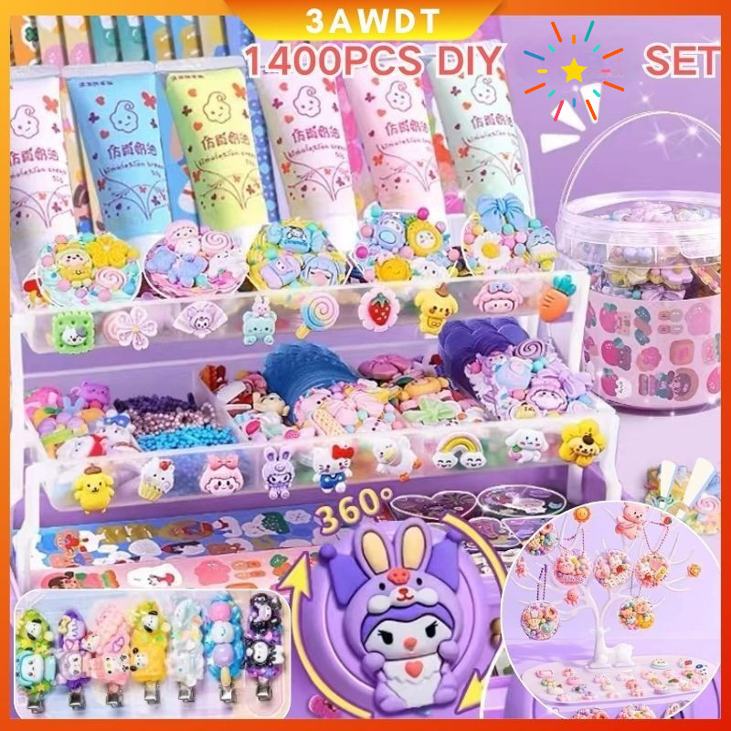 Jual 【COD】1400pcs DIY lem krim Gooka Set Gantungan Kunci Akrilik /DIY ...