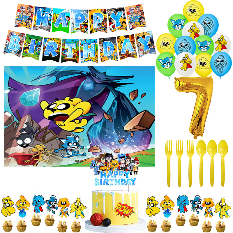Jual Mikecrack Birthday Party Decoration Balloon Backdrop Cake Topper ...