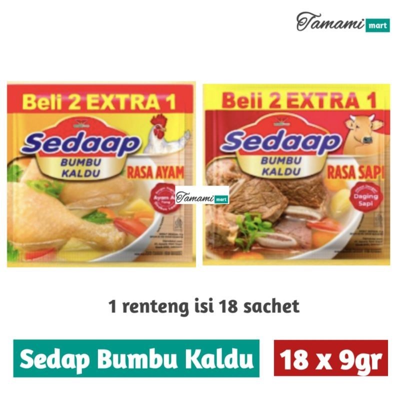 Jual Bumbu kaldu sedap ayam & sapi 9gr isi 1 renteng 18 sachet kemasan ...