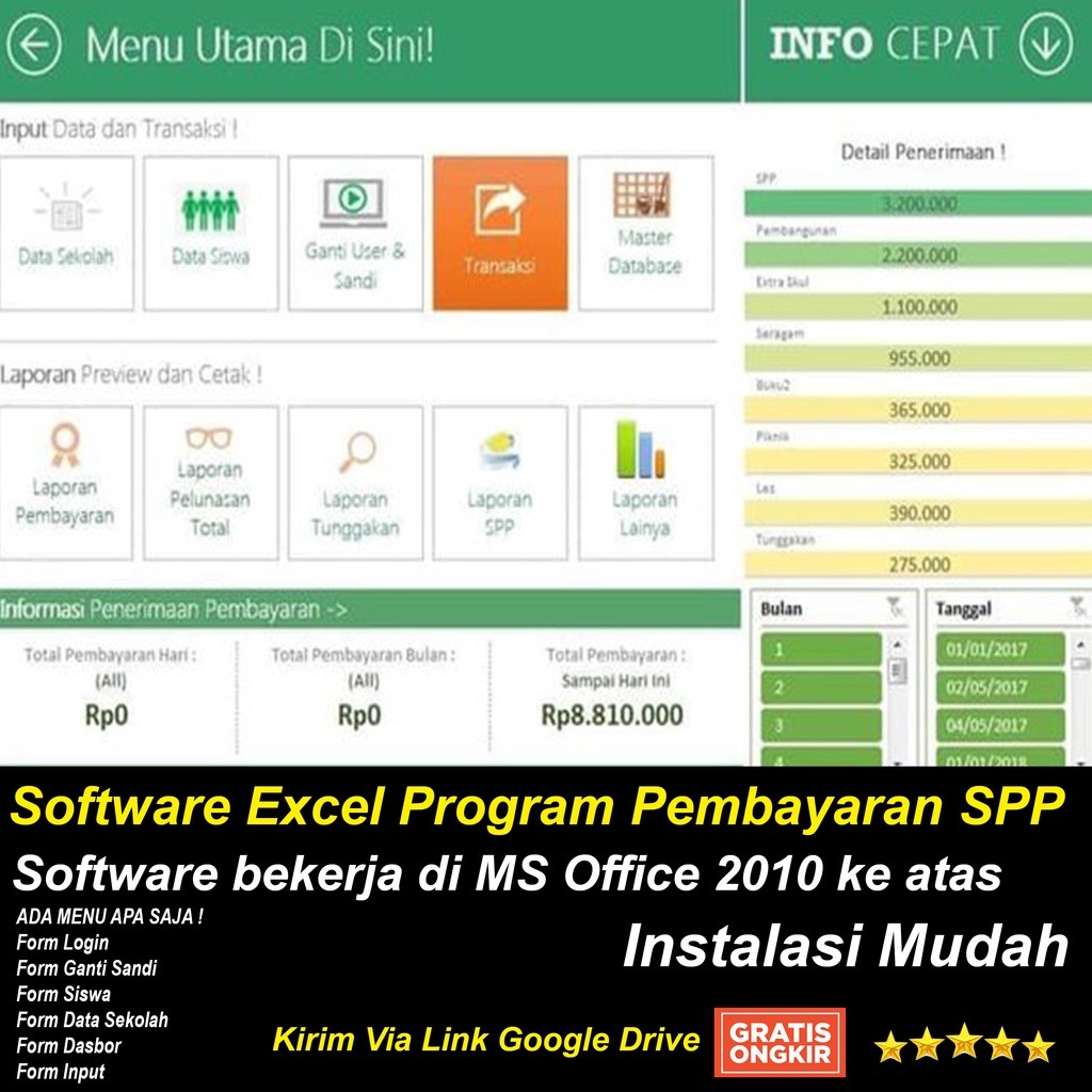 Jual Software Excel Program Keuangan Pembayaran SPP | Shopee Indonesia