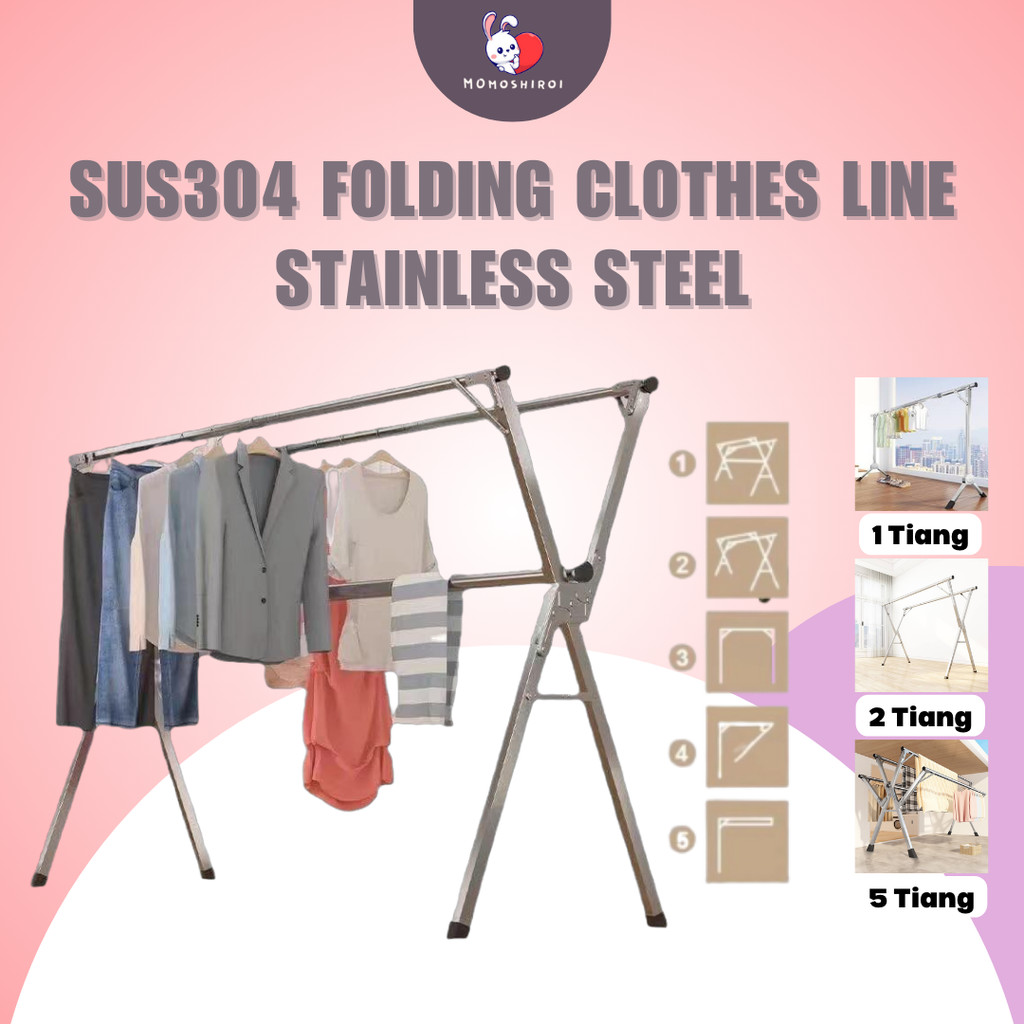 Jual SUS304 Jemuran Baju Lipat Rak Jemuran Pakaian Tahan Karat ...
