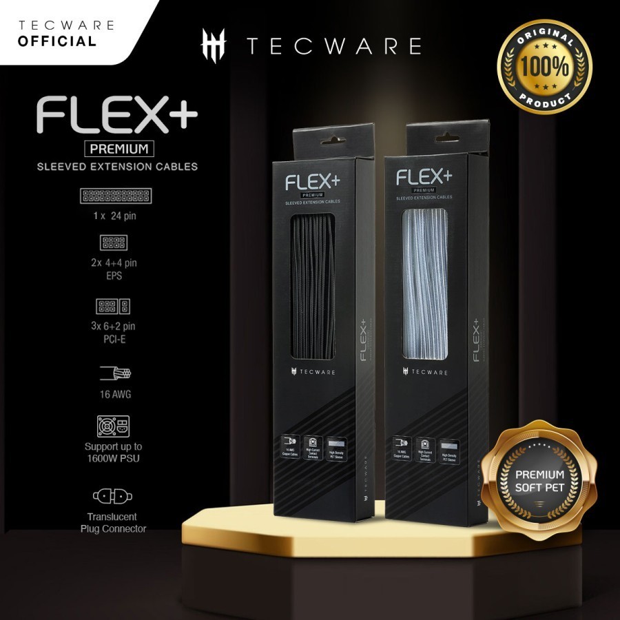Jual Tecware Flex Plus Premium Sleeved Extension Cables Set 300mm ...