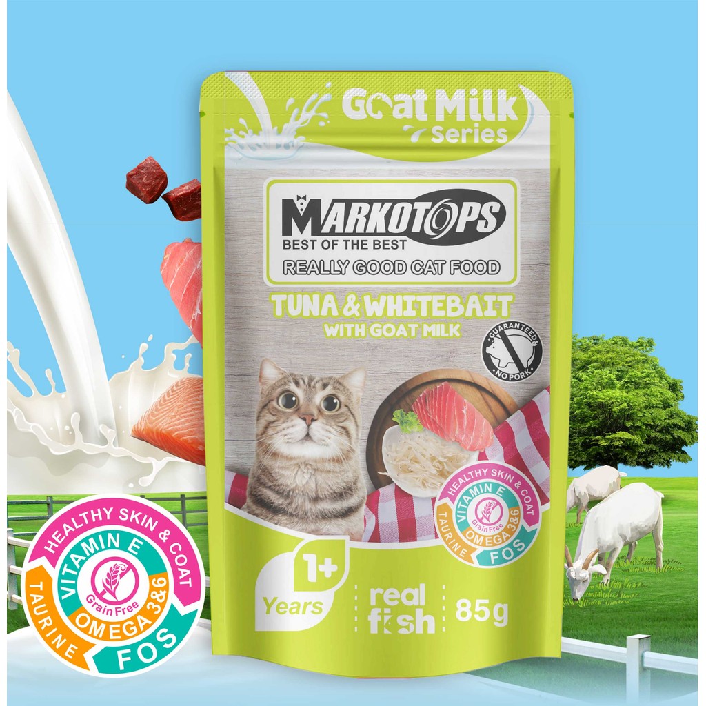 Jual MARKOTOPS Makanan Kucing Year 1 Plus Tuna Whitebait Goat Milk 85g ...