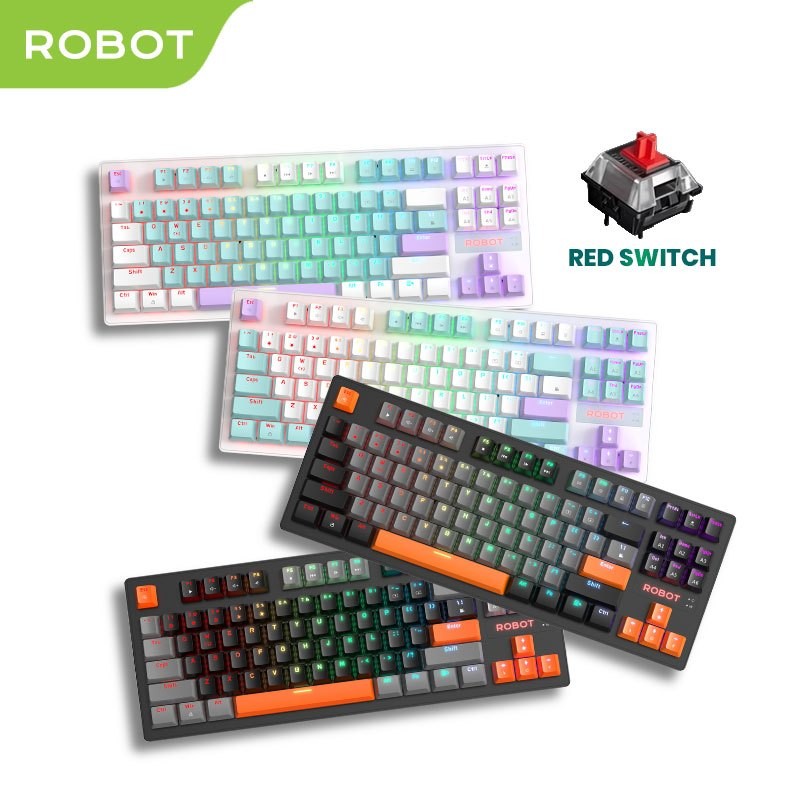 Jual ROBOT WORKMATE III 3 Keyboard Gaming Mechanical Red Switch 87 Keys ...