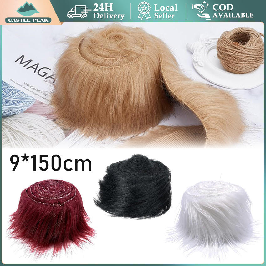 Jual 1 Roll Faux Fur Ribbon DIY Shaggy Plush Faux Fur Fabric Precut ...