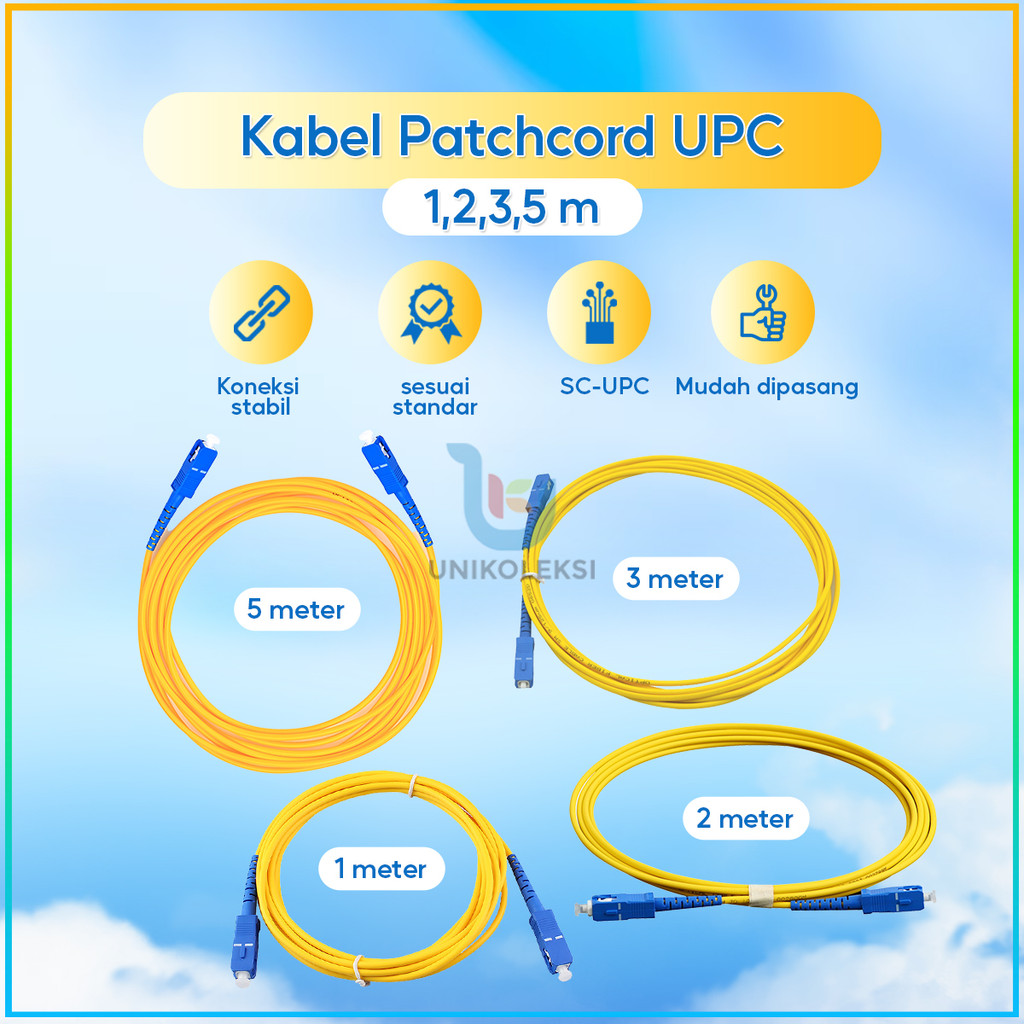 Jual Kabel Fiber Optic Patch Cord Warna Kuning 1M 2M 3M 5M FO ...