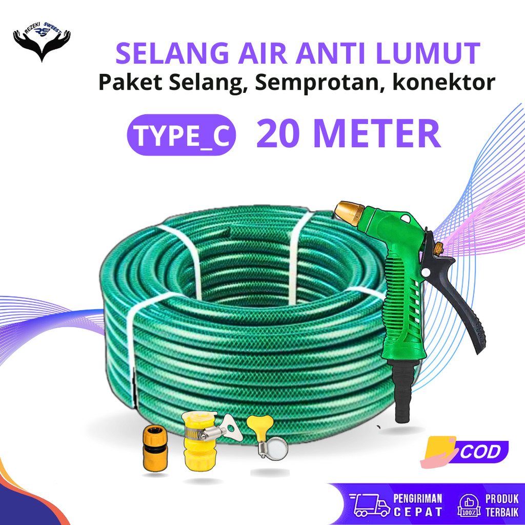 Jual 1 SET LENGKAP SEMPROTAN SELANG AIR ANTI LUMUT 20 METER 1 ROL ...