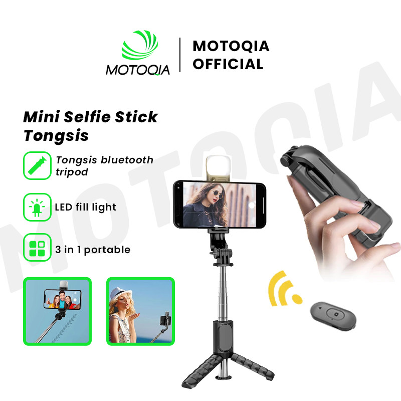 Jual Mini Selfie Stick Tongsis Q11S Bluetooth Tripod LED Fill Light ...