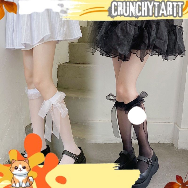 Jual VIRALL KK-90 kaos kaki transparan sebetis lolita pita renda japan ...