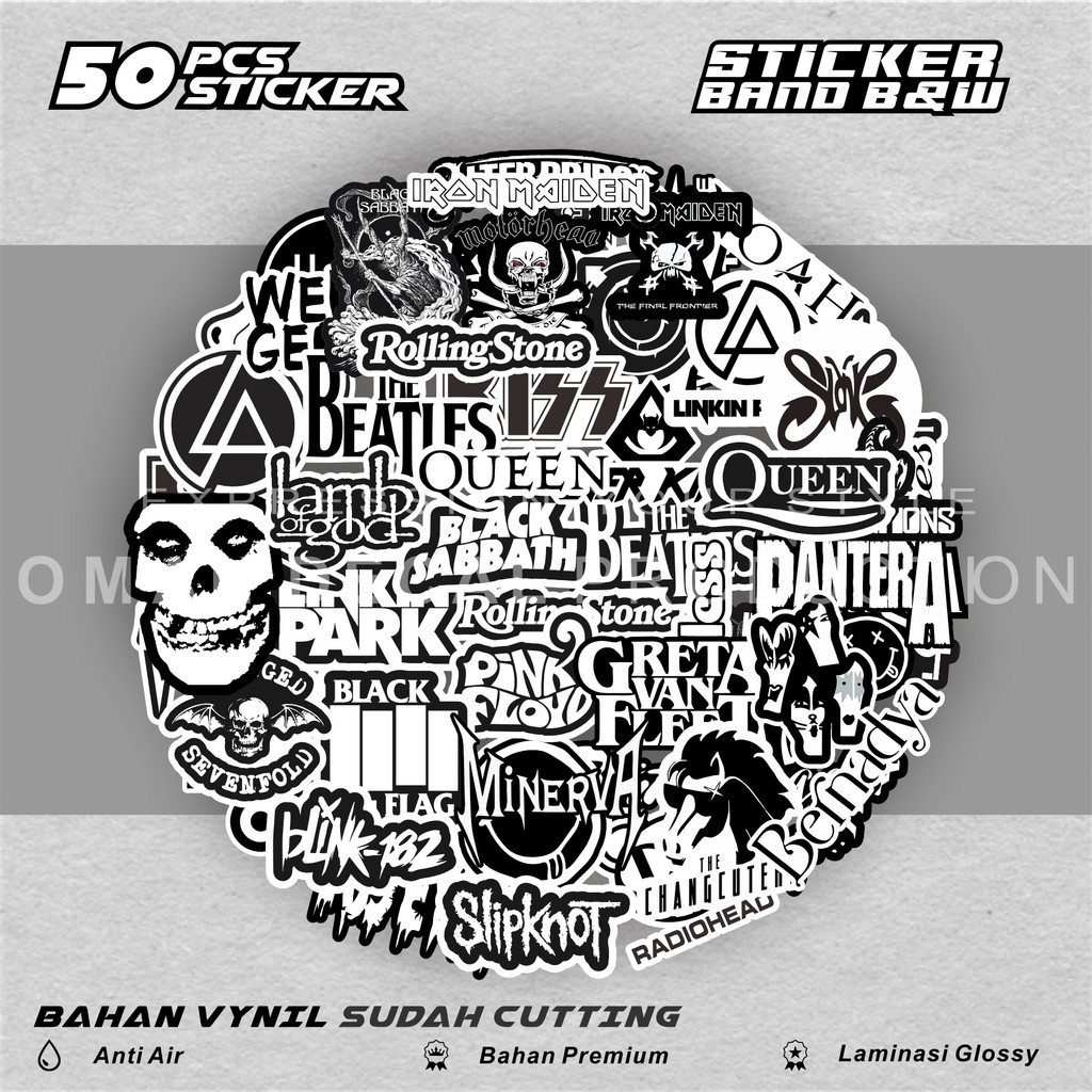 Jual STICKER PACK BAND ROCK STIKER AESTHETIC METAL HITAM PUTIH ANTI AIR ...