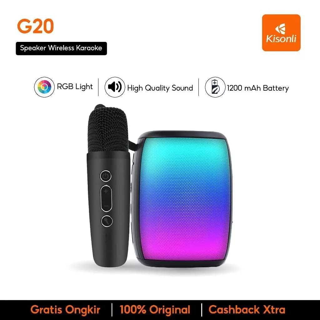 Jual KISONLI Speaker Wireless Karaoke G20 With Microphone Mini Portable RGB Light Bass | Shopee ...