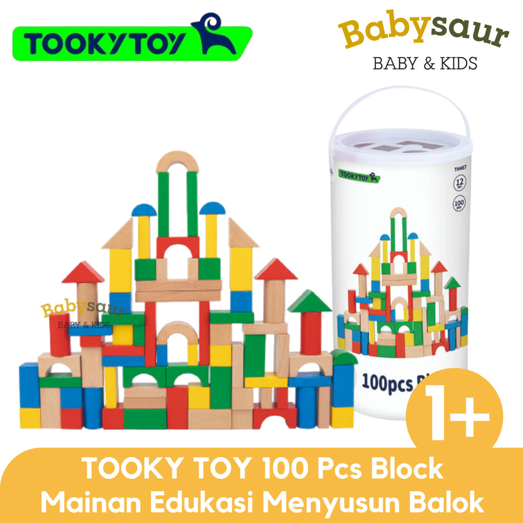 Jual TOOKY TOY 100 Pcs Wooden Block Shape Mainan Edukasi Montessori ...