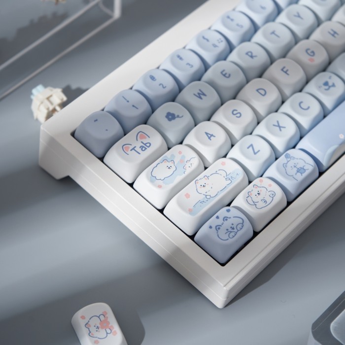 Jual Zifriend White Kitten Theme Keycap 95/132 Keys MOA Profile Keycap PBT Material Mechanical ...