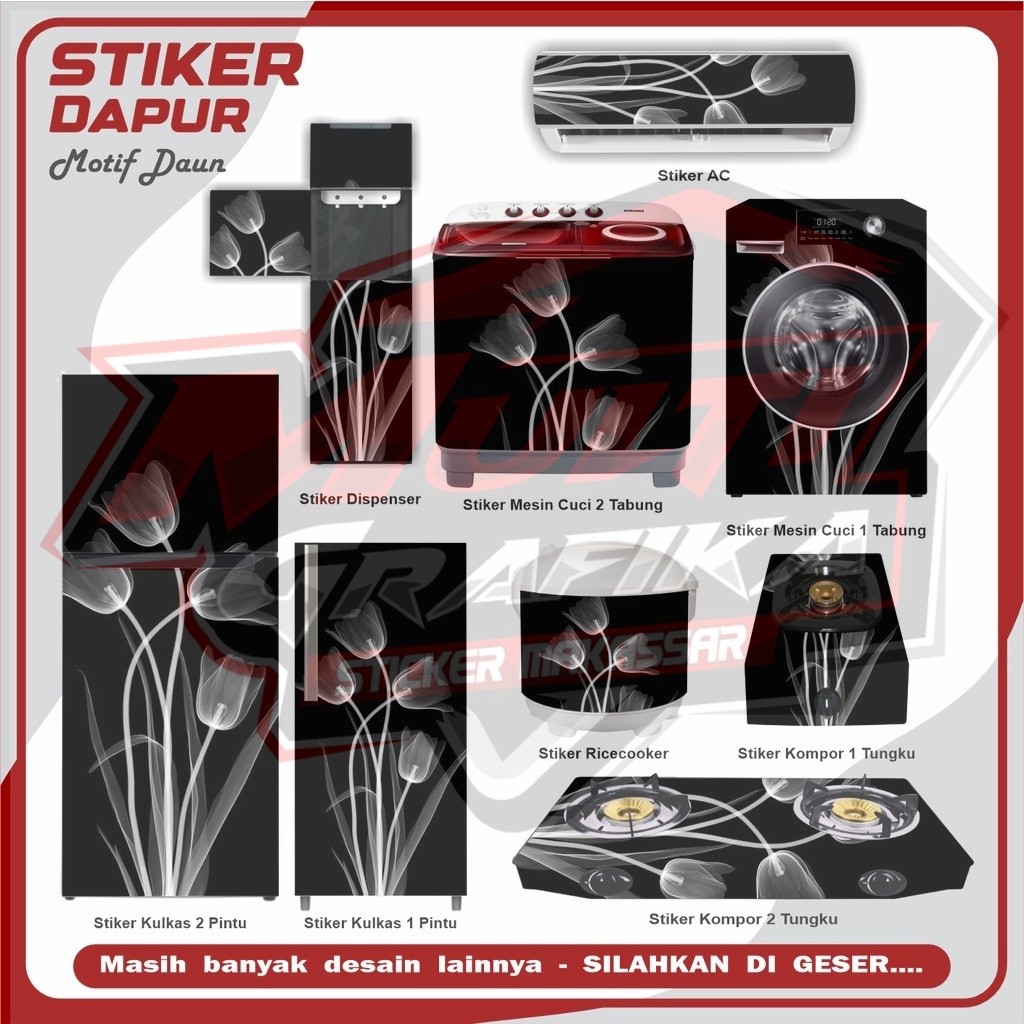 Jual Budget-Friendly Floral Sticker - Stiker Kulkas 1 Pintu dan Pintu ...