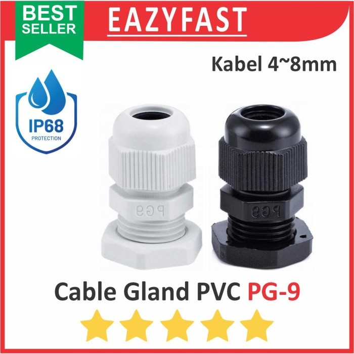Jual Kabel Cable Gland PG9 PG 9 PVC Waterproof IP68 Water Proof IP 68 Hitam Putih Glen Box Panel ...