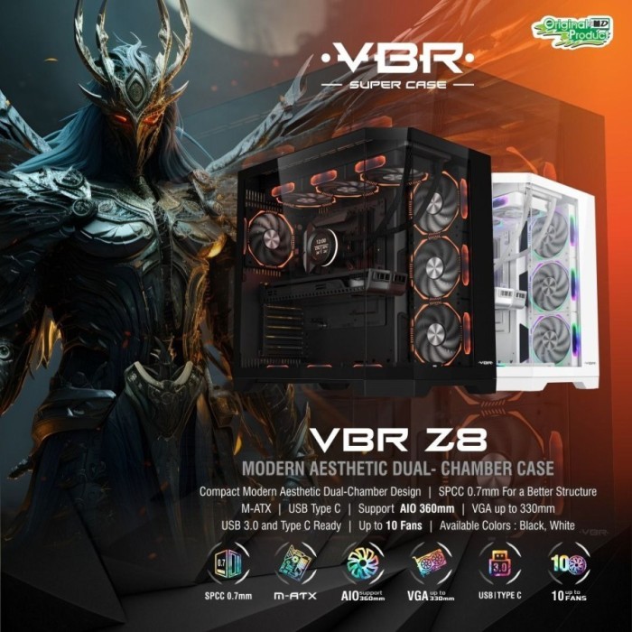 Jual Casing VBR Z8 M-ATX USB Type-C DUAL CHAMBER - ATX GAMING CASE ...