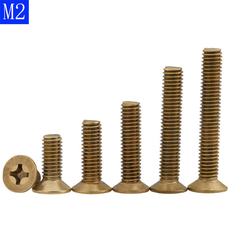 Jual M2 - 0.4 ( 2mm ) Solid Brass Phillips FLAT HEAD Machine Screw DIN ...