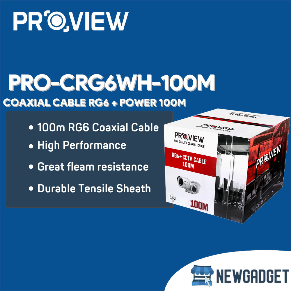 Jual PROVIEW PRO-CRG6WH-100M COAXIAL CABLE RG6 + POWER 100M | Shopee Indonesia