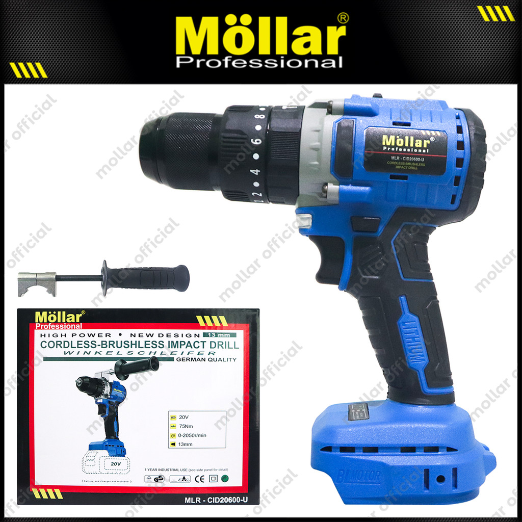Jual MOLLAR CID20600-U Cordless Impact Drill 13 mm 20V Mesin Bor Beton ...